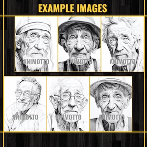 Old Gentlemen 95 Coloring Page Book, Adults Kids - Grayscale Coloring ...