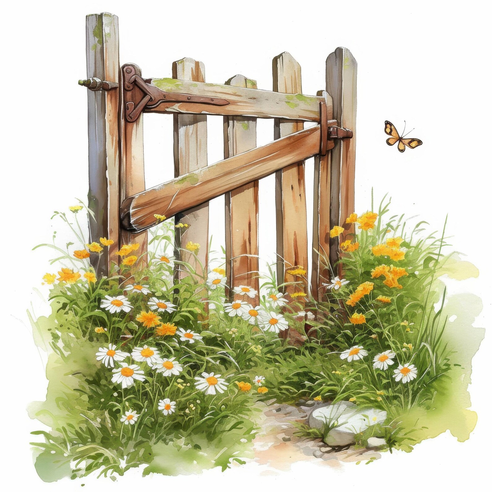 10 Wooden Fences Clipart Bundle, Garden Fence Illustrations, Printable ...