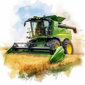 14 Combine Harvester Clipart Bundle, Farm Tractor Illustrations ...
