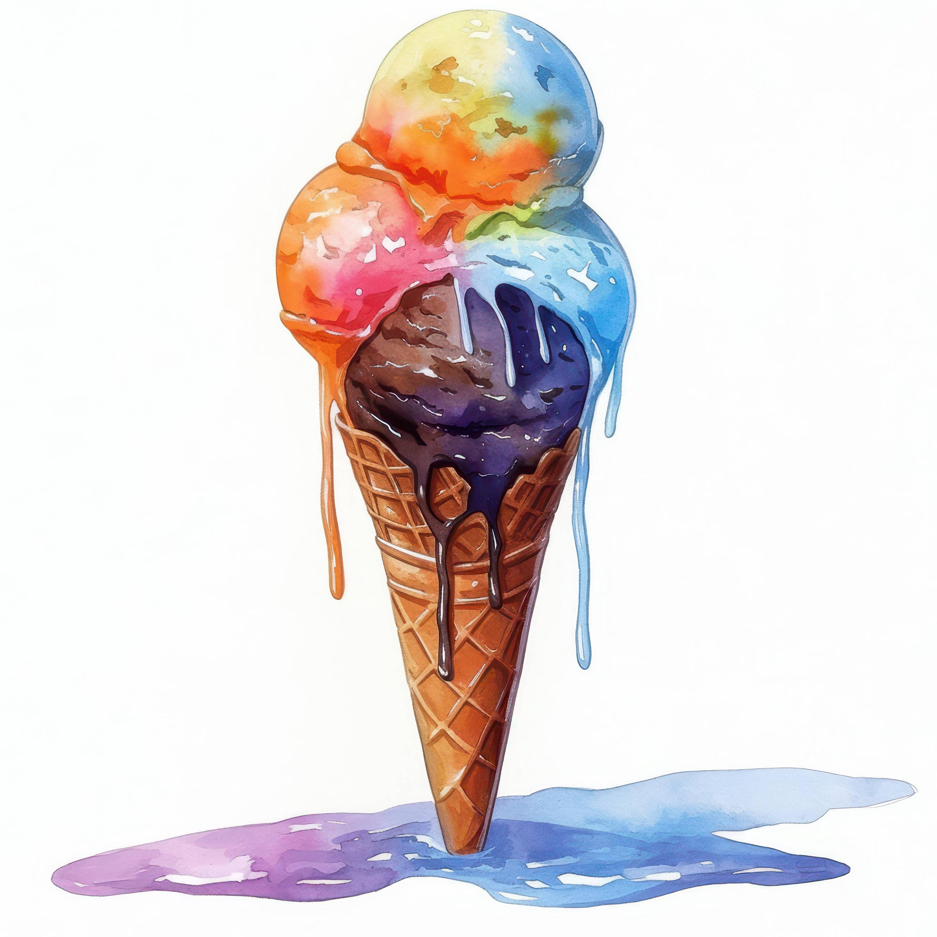 15 Colorful Ice Cream Conets Clipart Bundle, Summer Illustration ...