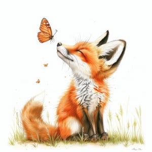 17 Fox and Butterfly Clipart Bundle, Cute Fox Baby Illustrations ...
