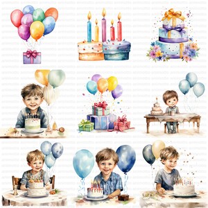 Watercolor Birthday Clipart Bundle, Birthday Cake Clipart Set, Colorful ...