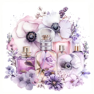 13 Floral Perfume Bottle Clipart Bundle Set, 15 High-quality Jpgs for ...