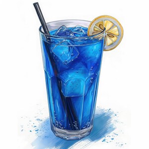 10 Blue Cocktail Clipart Bundle, Adorable Cocktail Illustration ...