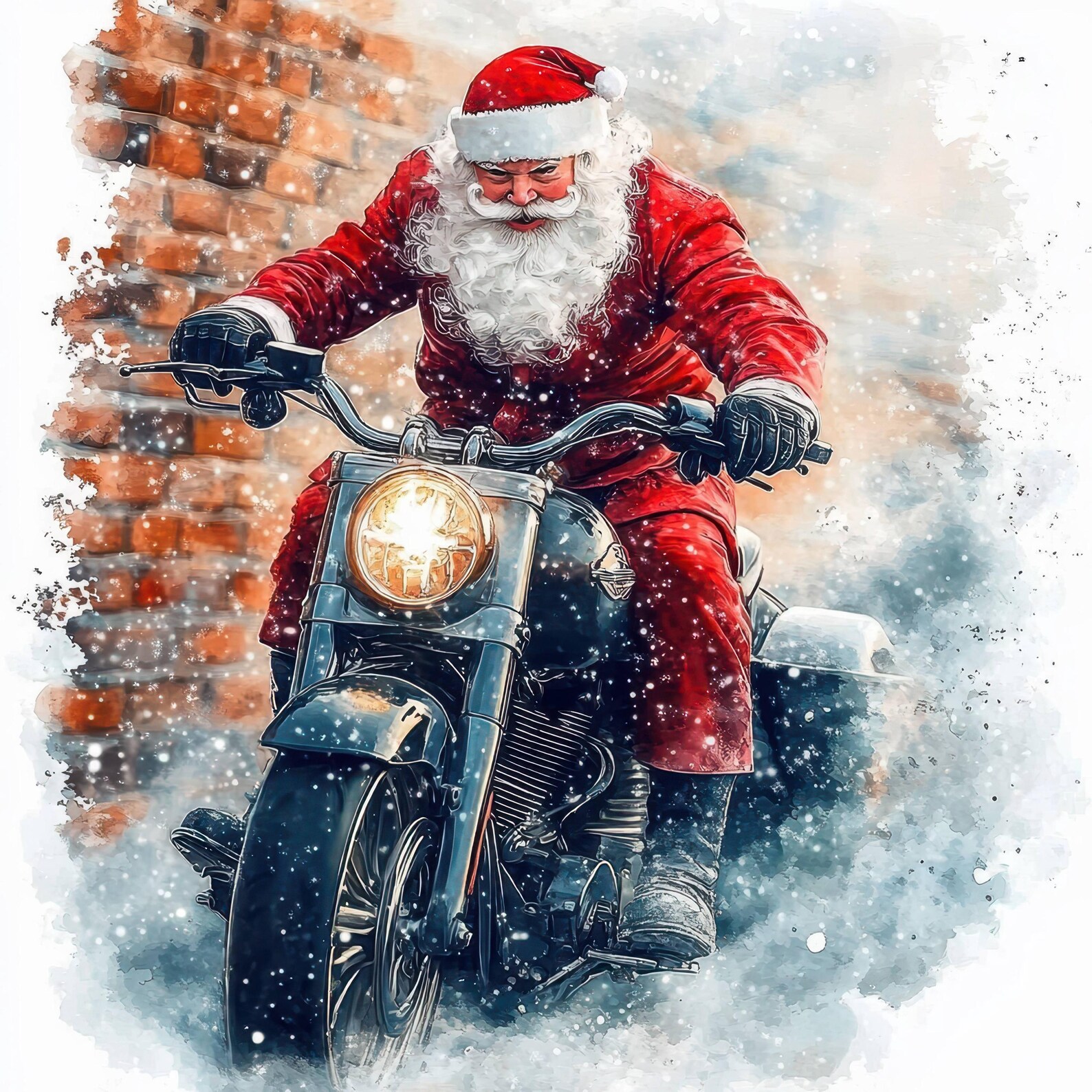 14 Motorcycle Santa Clipart Bundle, Christmas Santa Illustrations ...