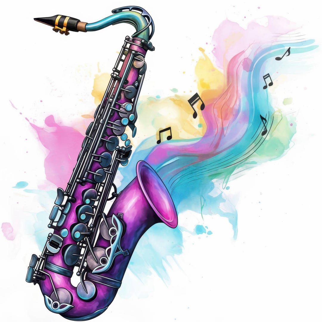 12 Saxophone Clipart Bundle, Musical Instrument Illustration, Printable ...