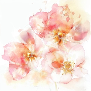 10 Pink Gold Flowers Clipart, Digital Planner, Flowers Print, Printable ...