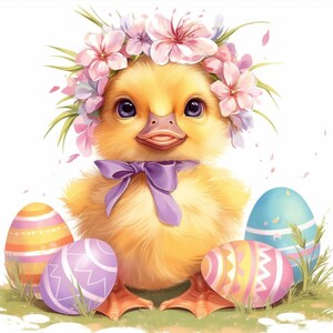 10 Easter Duck Clipart Bundle, Printable Watercolor Cute Duckling Egg ...