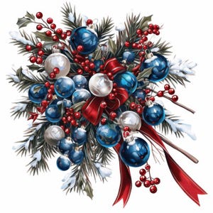 12 Blue Red Christmas Borders Clipart Bundle, Printable Watercolor New ...