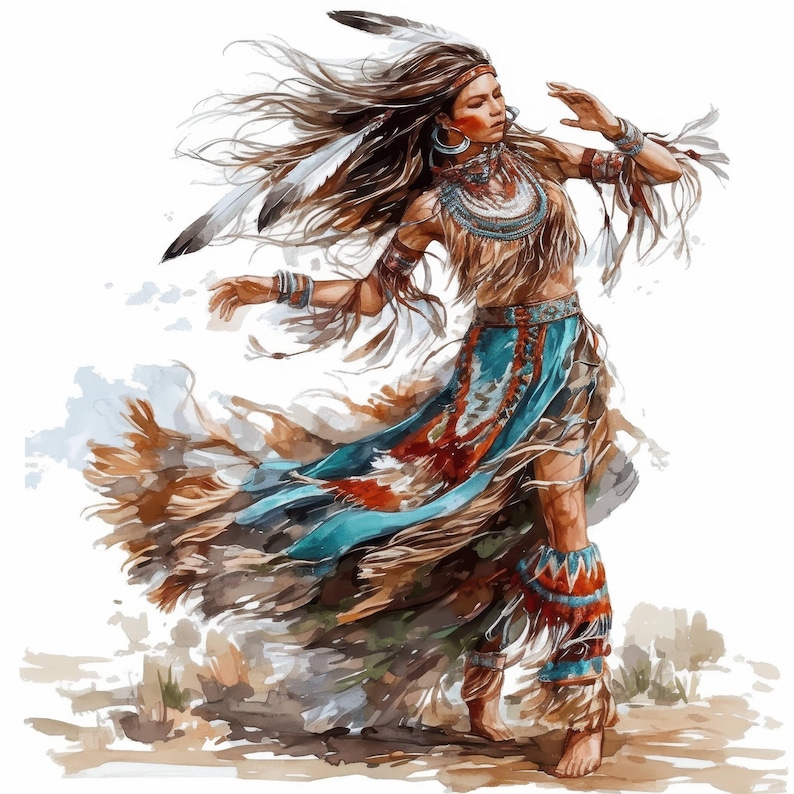 10 Native American Clipart Bundle, Indian Dancer Illustrations ...
