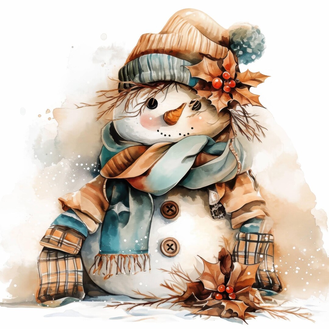 13 Snowman Collection Clipart Bundle, Winter Snowmen Illustration ...