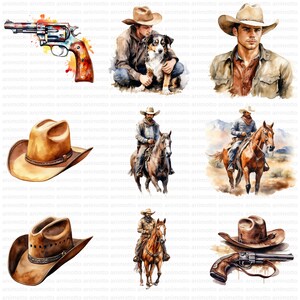 Watercolor Cowboys Clipart Bundle | Western PNG Images , Wild West ...
