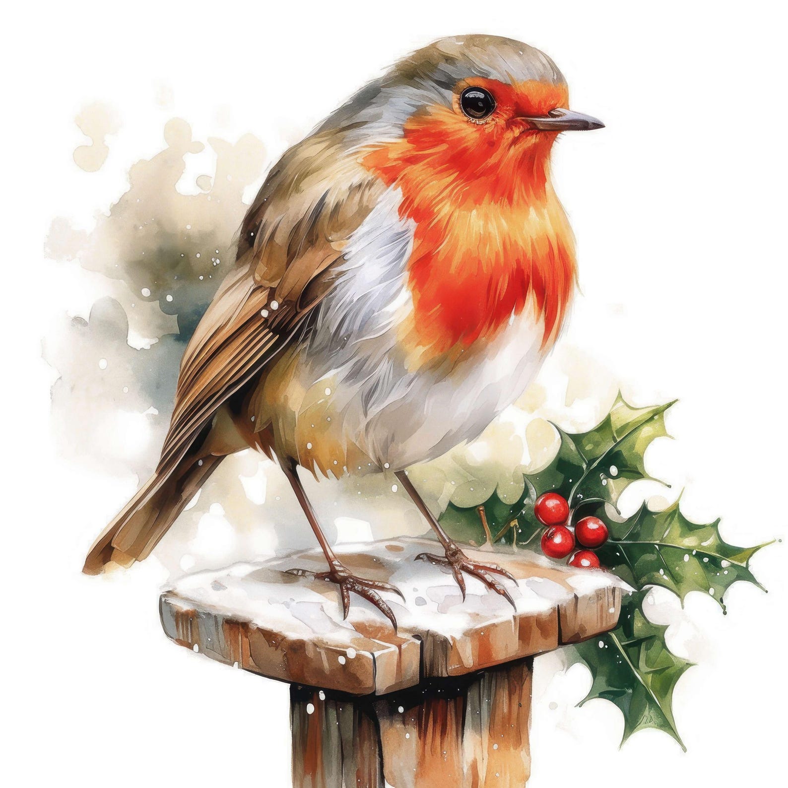 12 Festive Robin Bird Clipart Set, Christmas Illustrations, Printable ...