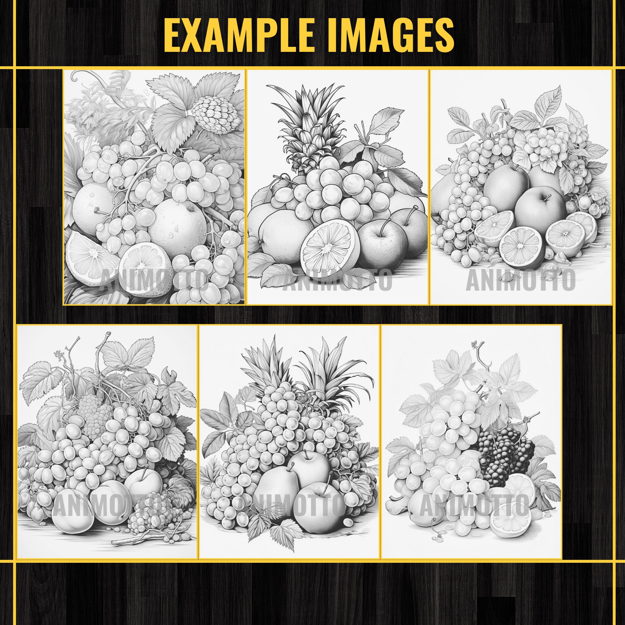 Delicious Fruits 35 Coloring Page Book Grayscale Fruit - Etsy