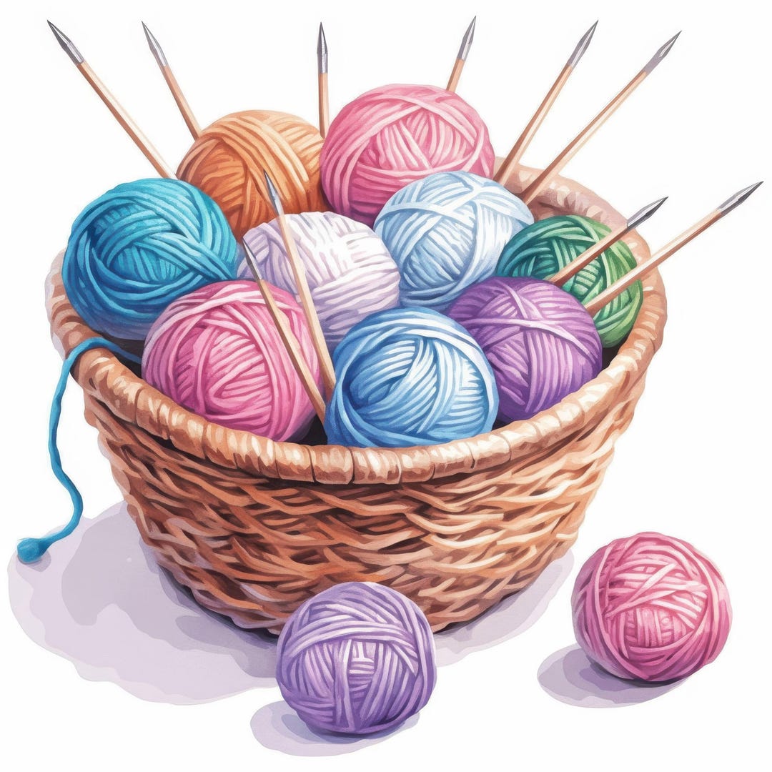 11 Yarns in Basket Clipart Bundle, Knitting Clipart, High Quality JPG ...