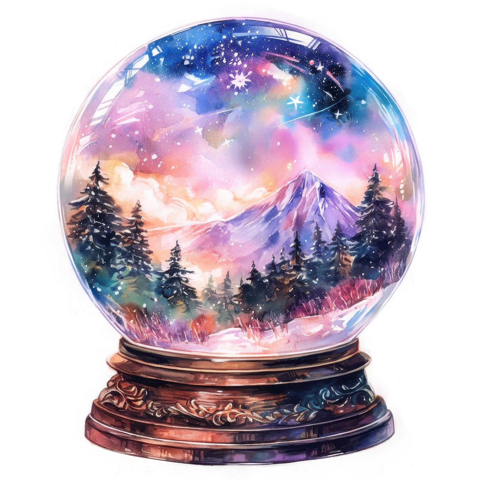 23 Magic Globe Clipart Set, Printable Watercolor Fortune Teller Clipart ...