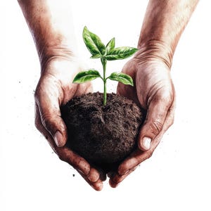 13 Hands With Soil and Sprouting Flower Clipart Bundle, Printable ...