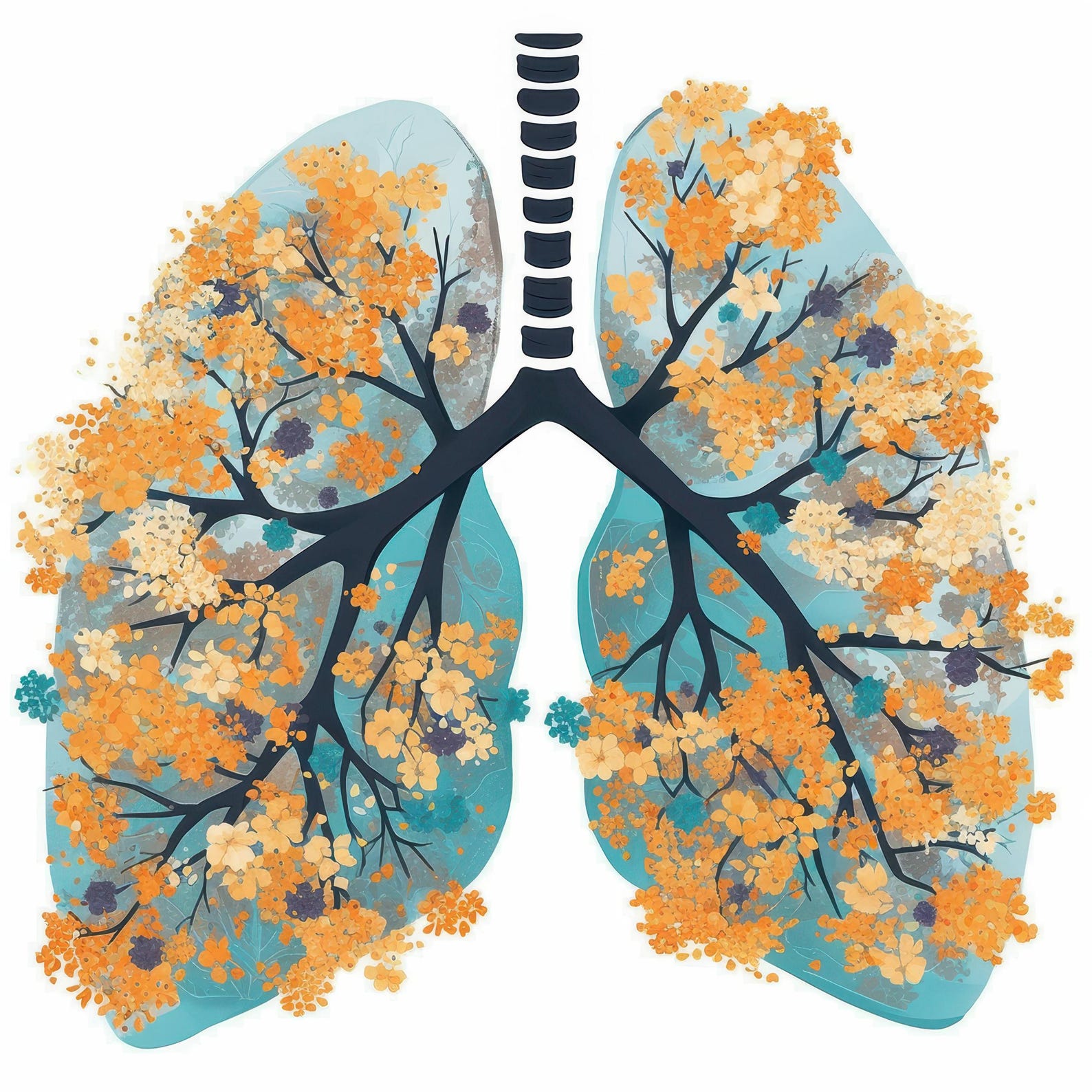 10 Spring Lungs Clipart Bundle, Floral Human Lung Illustrations ...