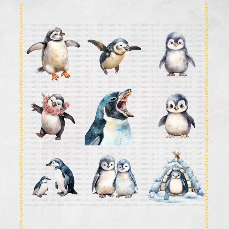 Watercolor Penguins Clipart Bundle, Adorable Penguin Images, Cute ...