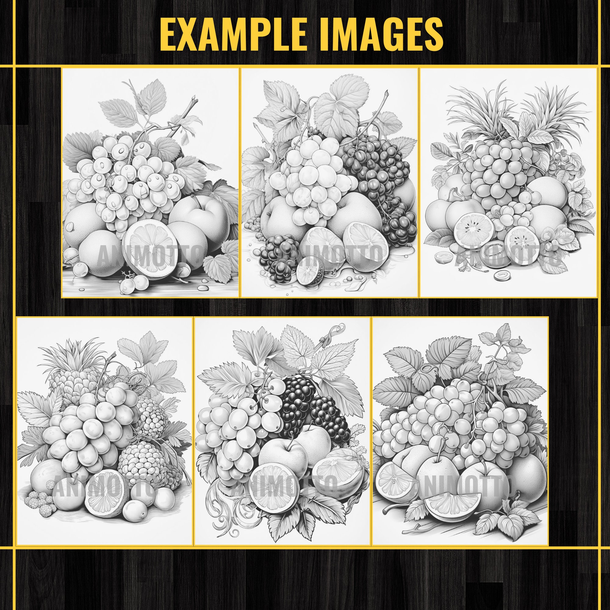 Delicious Fruits 35 Coloring Page Book Grayscale Fruit - Etsy