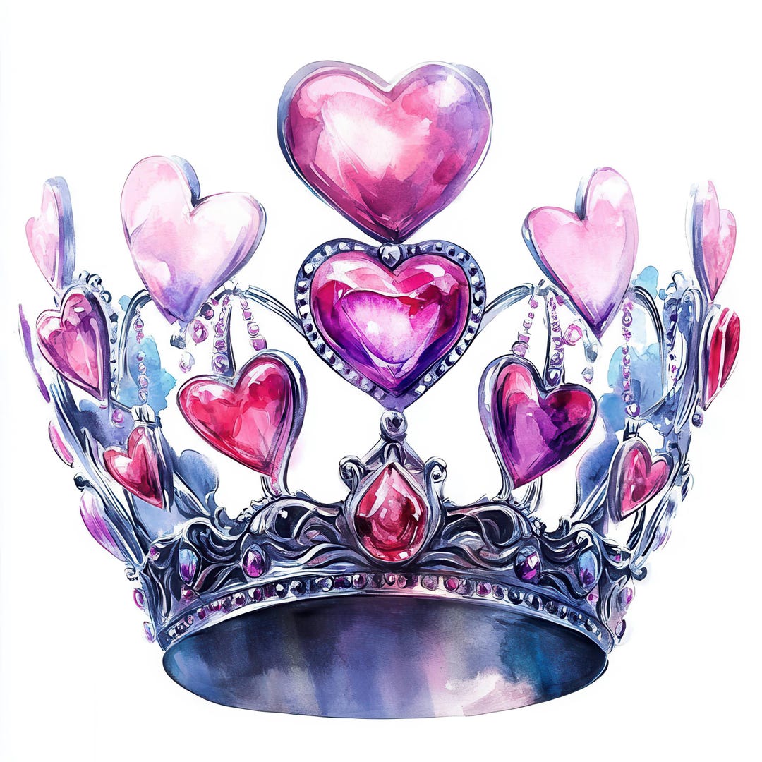 16 Valentines Day Crown Clipart Bundle, Printable Watercolor Love ...