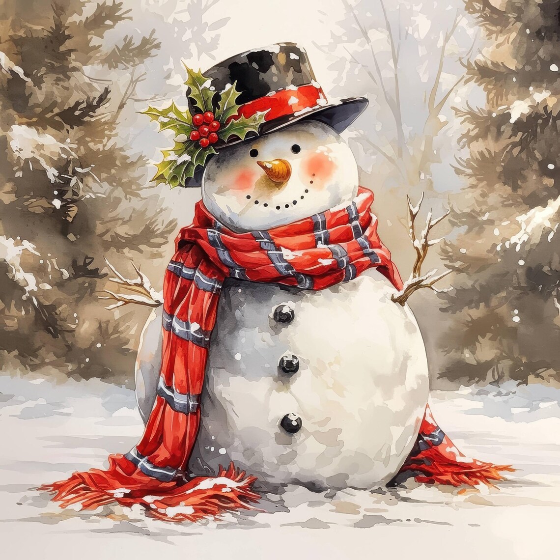 10 Snowman in Winter Clipart Bundle, Snowman Images Illustration ...