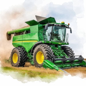 14 Combine Harvester Clipart Bundle, Farm Tractor Illustrations ...