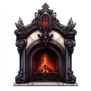 16 Gothic Fireplaces Clipart Bundle, Dark Fireplace Clipart, Card Making, Scrapbooking, High ...