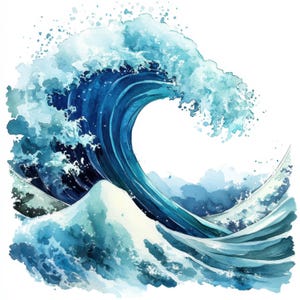 20 Ocean Waves Clipart Bundle, Printable Watercolor Ocean Clipart, High ...