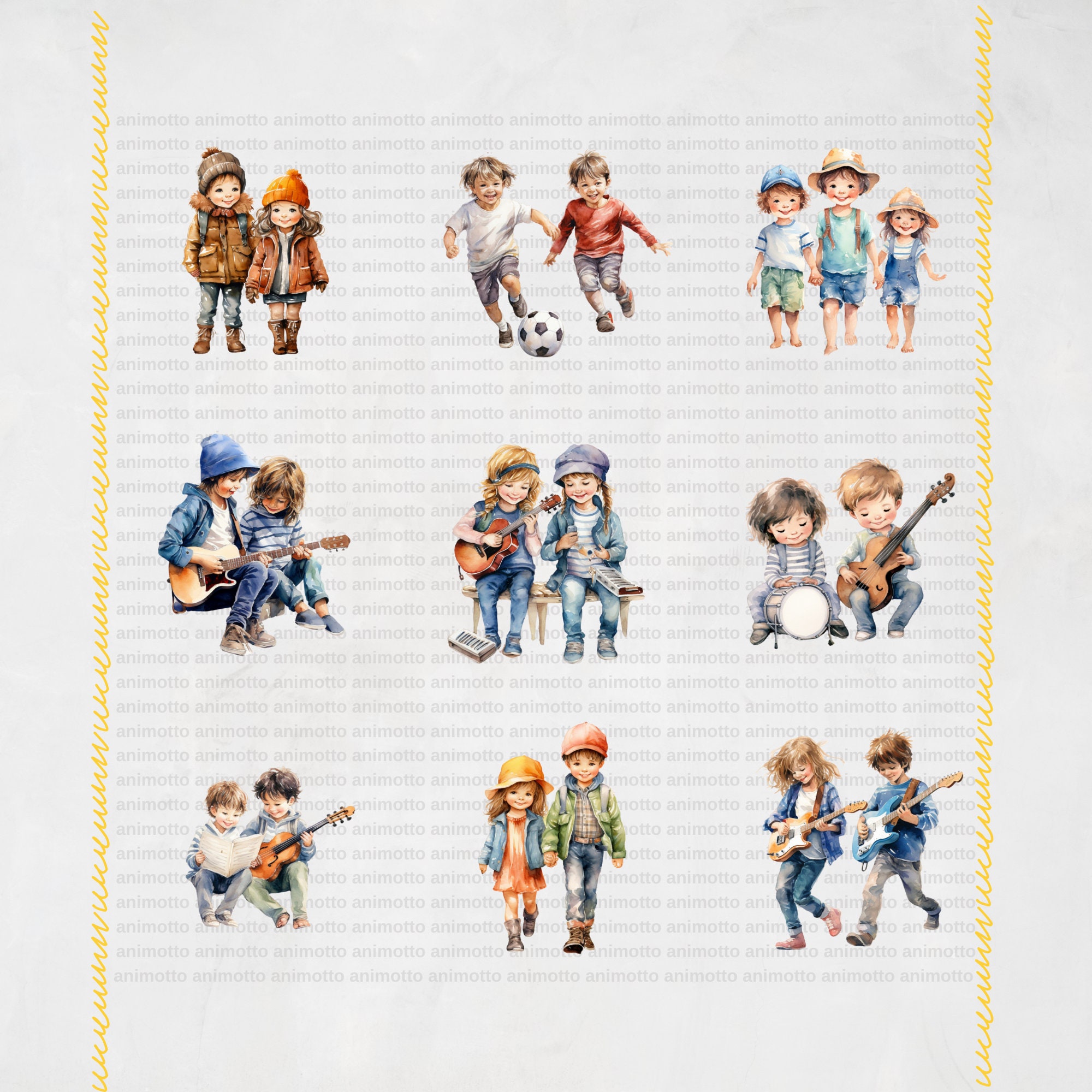 Watercolor Kids Clipart Bundle, Painted Boys and Girls Clipart Set ...