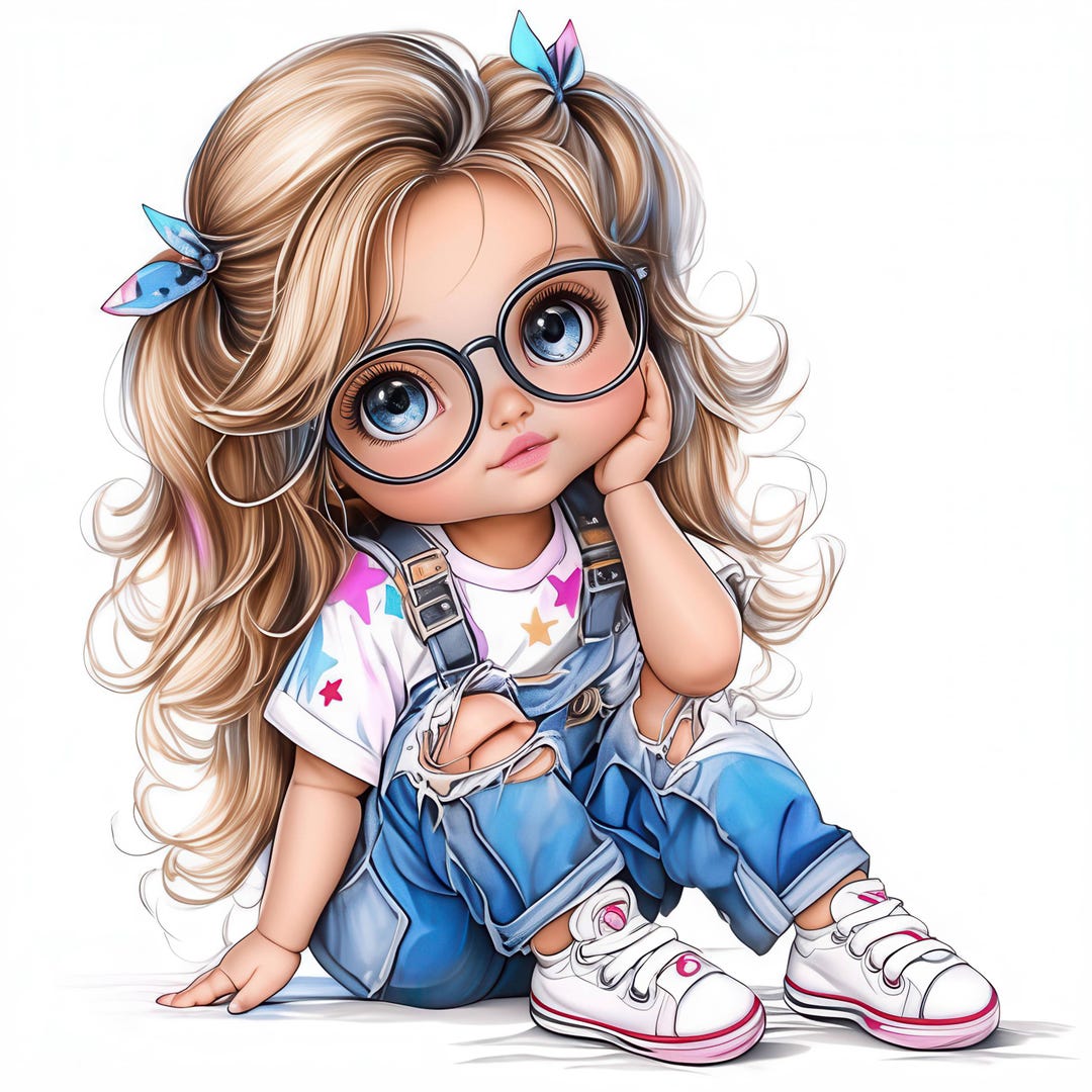 12 Quirky Cute Little Girl Clipart Bundle, Whimsical Illustration ...