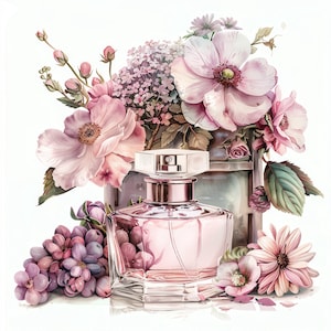13 Floral Perfume Bottle Clipart Bundle Set, 15 High-quality Jpgs for ...