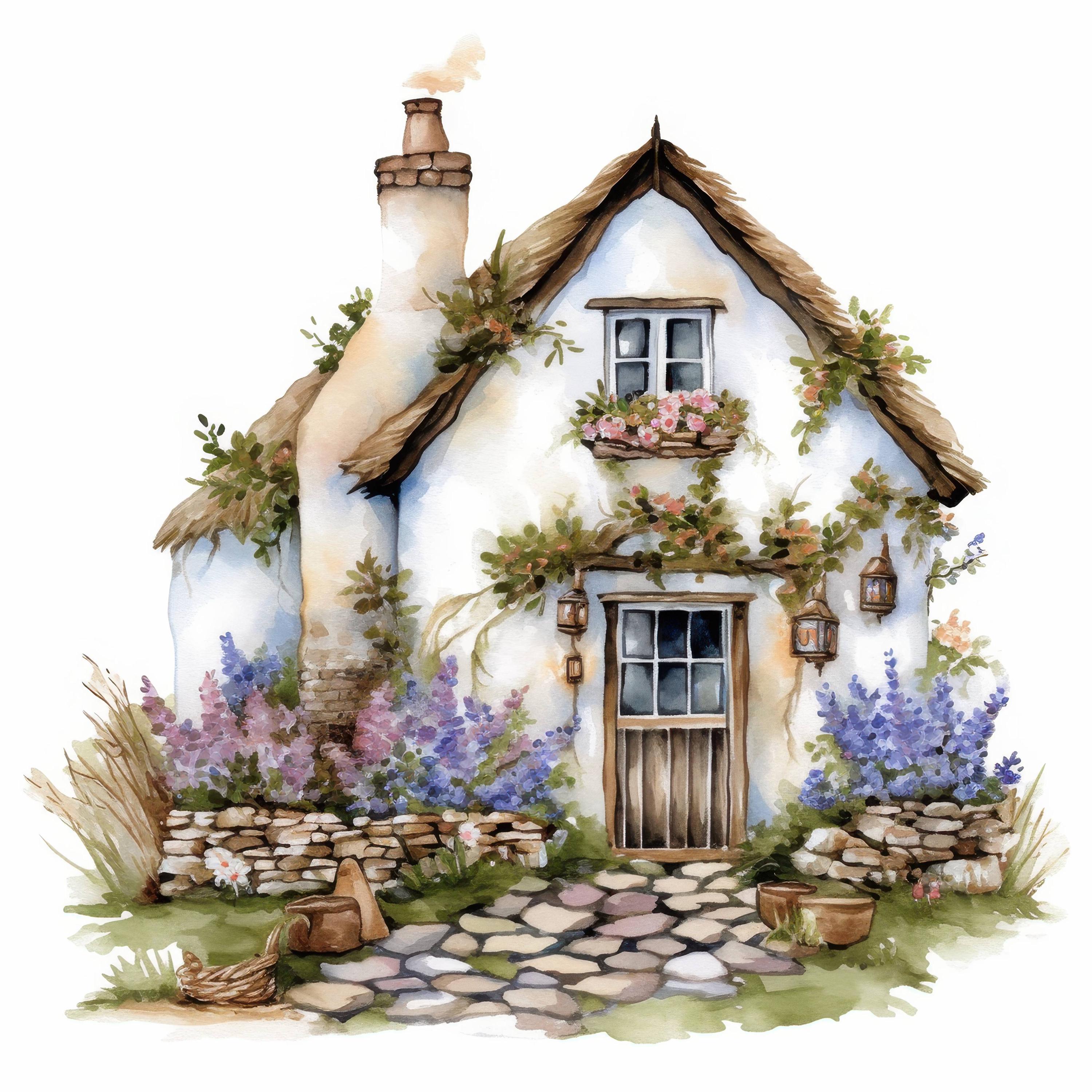 11 Spring House Clipart Bundle, Floral House Print Illustrations ...