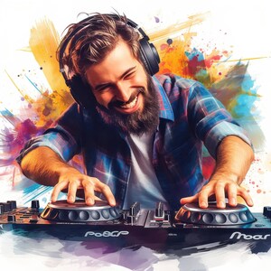 8 Jamming DJ Clipart Bundle, Printable Watercolor Disco Music Image ...