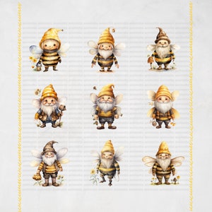 Watercolor Bee Gnomes Clipart Bundle, Cute Garden Gnome Clipart Set ...