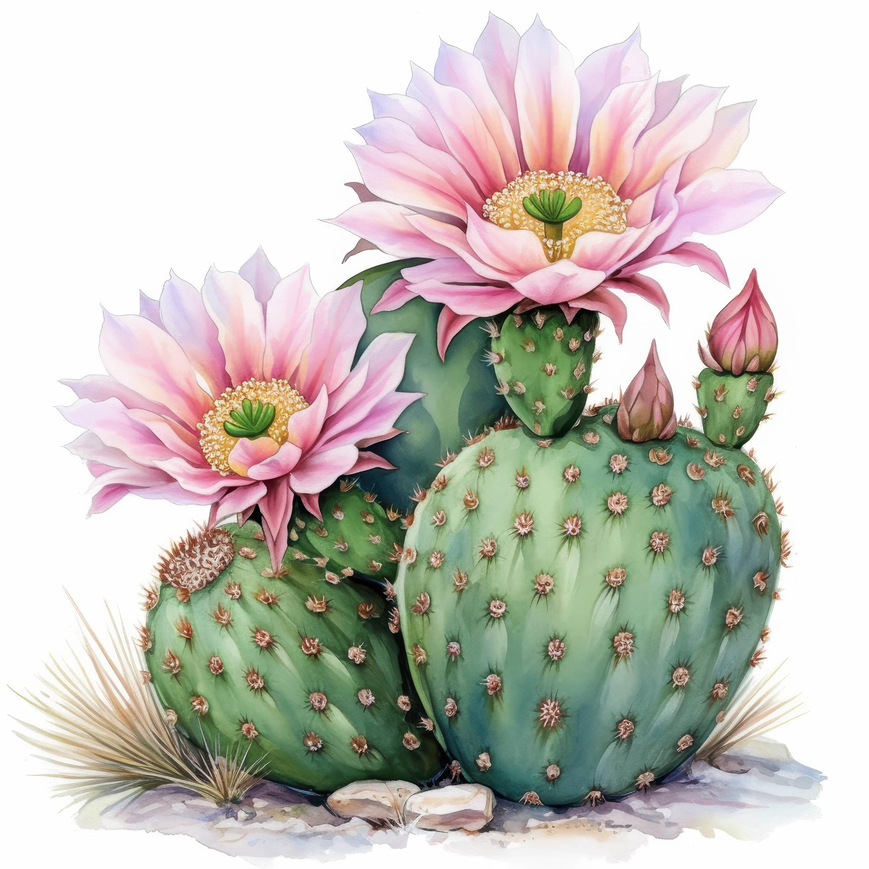 16 Cactus Flower Clipart Set, Vibrant Floral Illustrations, Printable ...