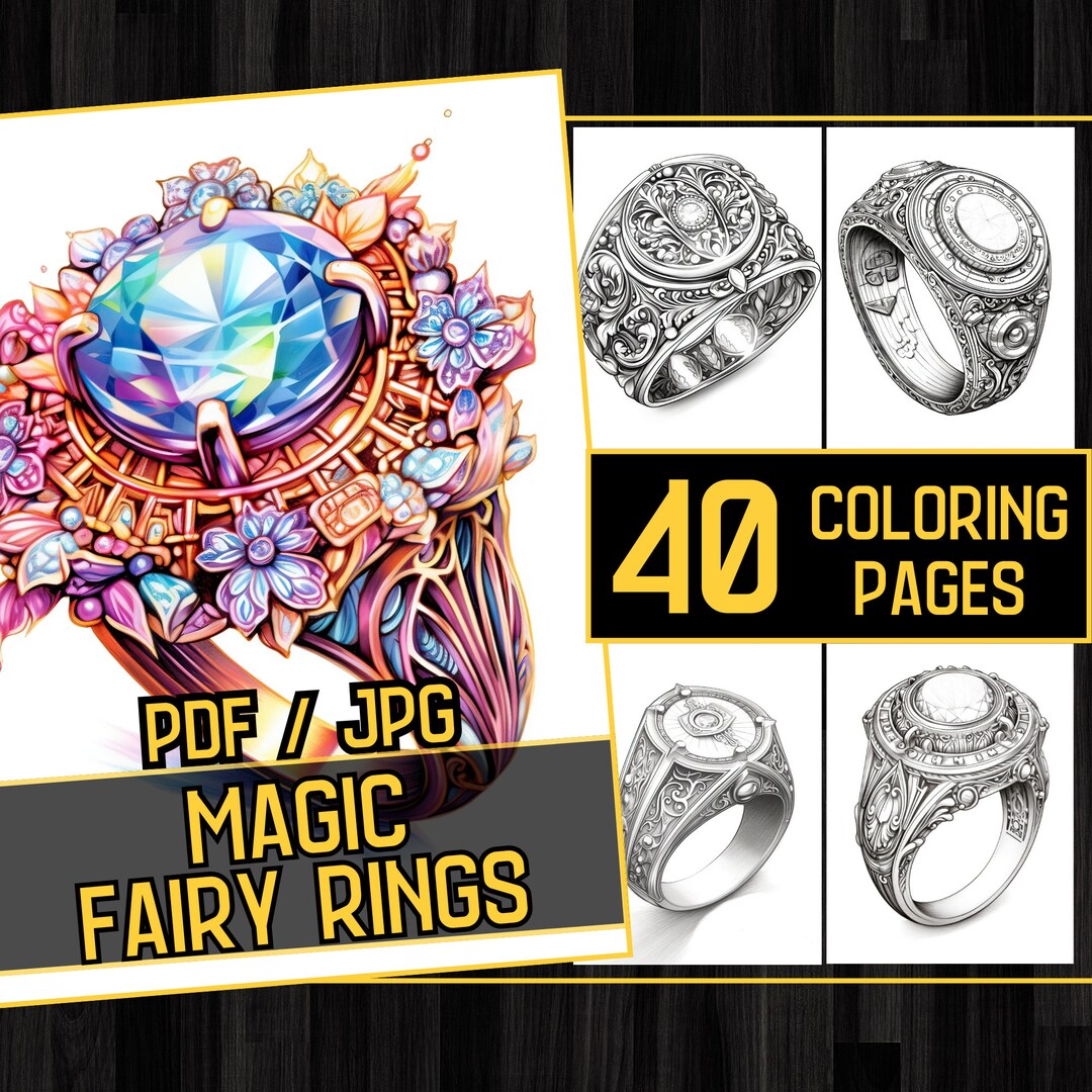40 Magic Fairy Rings Coloring Page Book, Adults Kids Instant Download ...