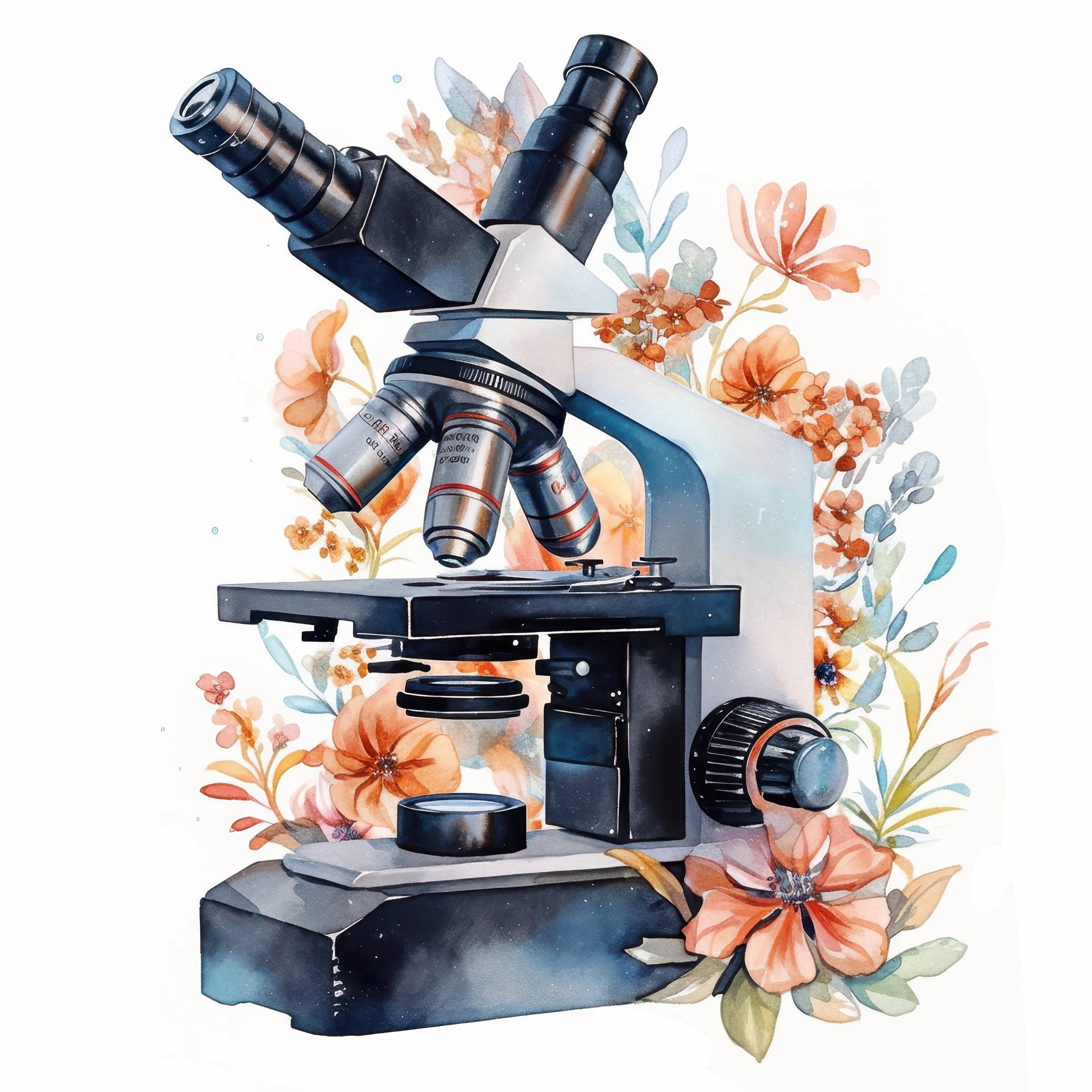 10 Microscope Clipart Set, Science Equipment Illustrations, Printable ...