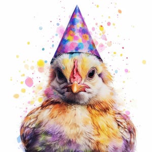 15 Chicken Party Hat Clipart Bundle, Birthday Prints Illustration ...