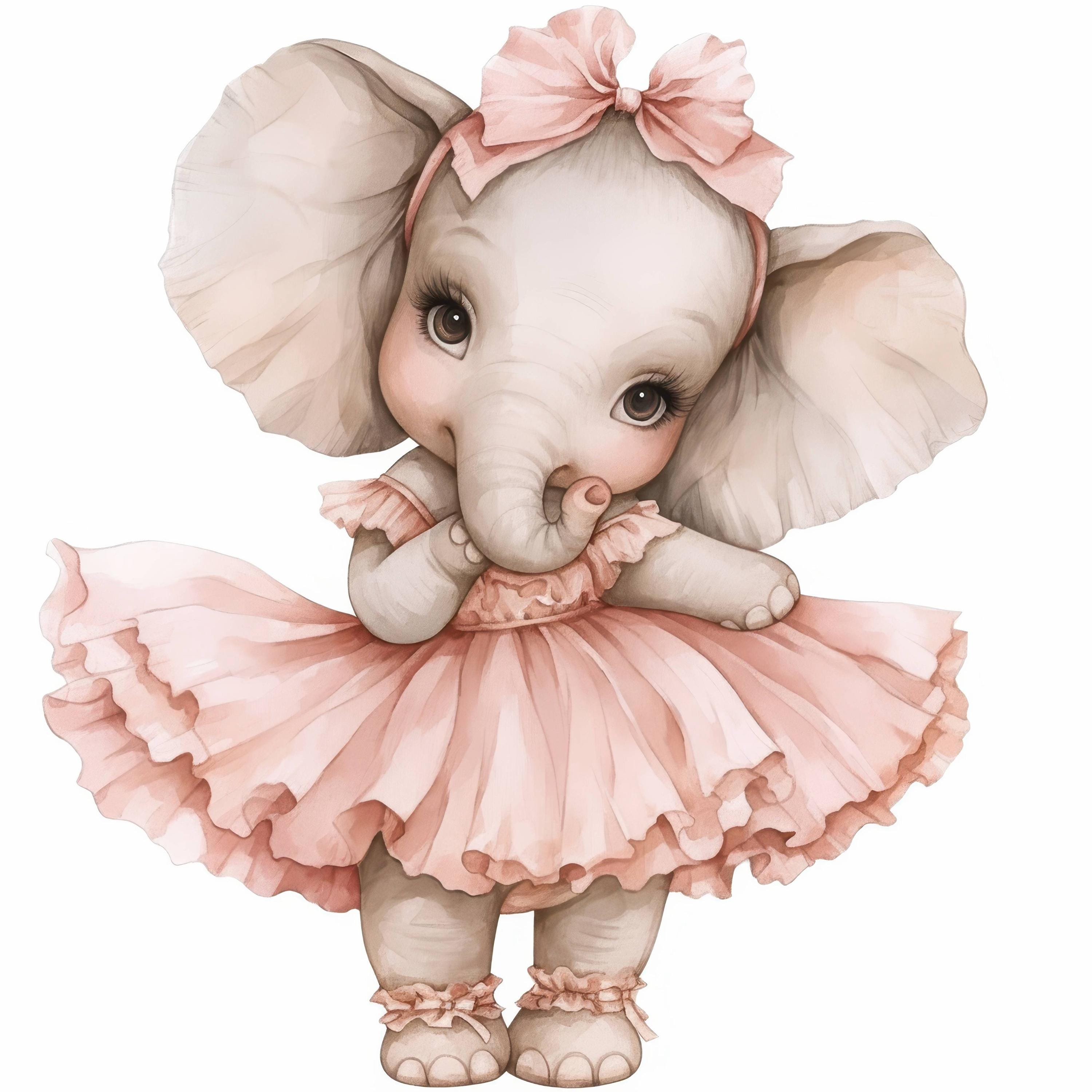 15 Elephant Ballet Clipart Set, Ballerina Animal Graphics, Printable ...