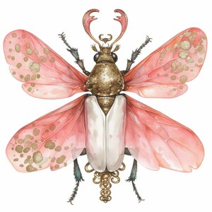 16 Floral Insects Clipart Bundle, Cute Pink Bugs Illustration ...