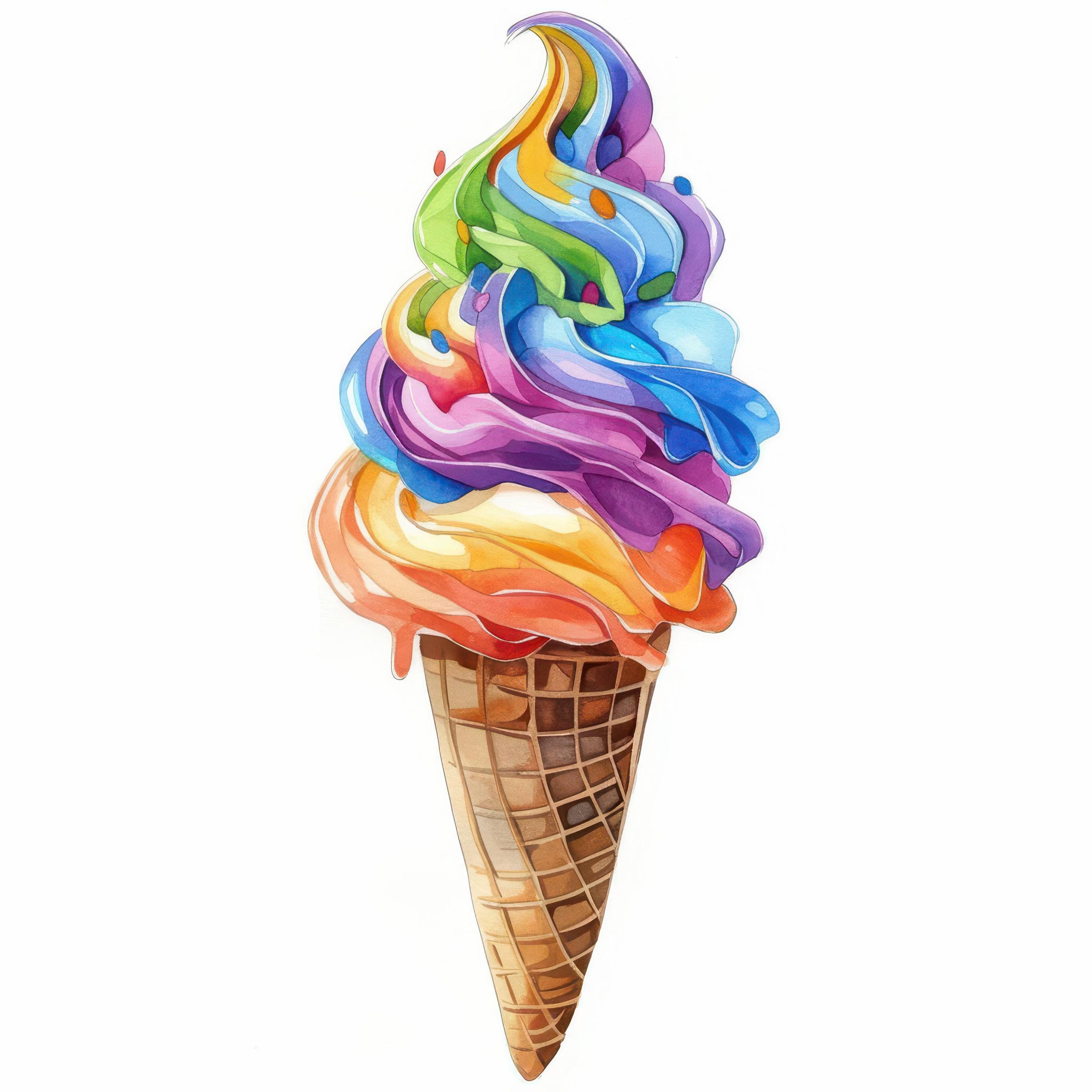 15 Colorful Ice Cream Conets Clipart Bundle, Summer Illustration ...
