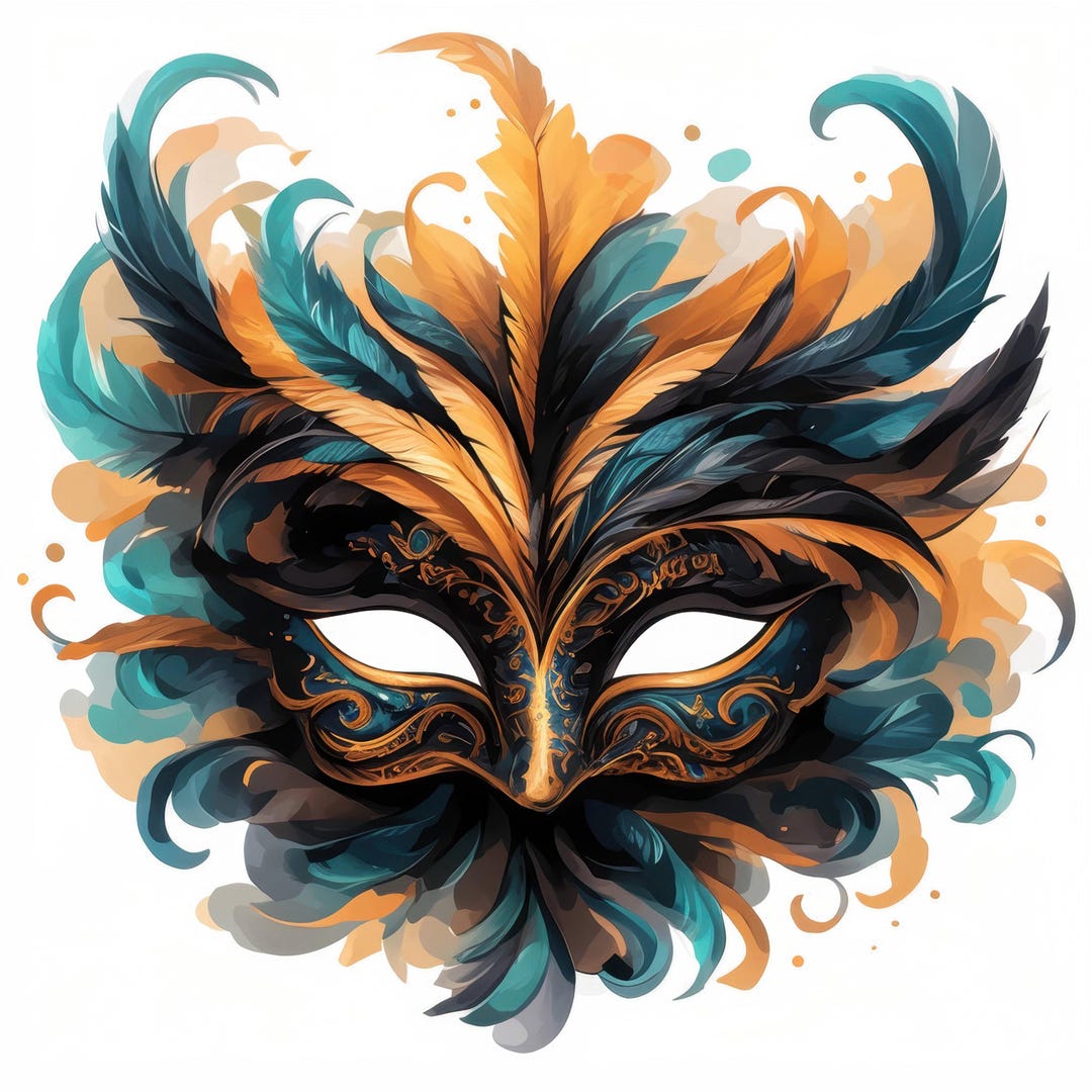 Carnival Masquerade Mask Clip Art 19 High Res Watercolor Jpgs Junk ...