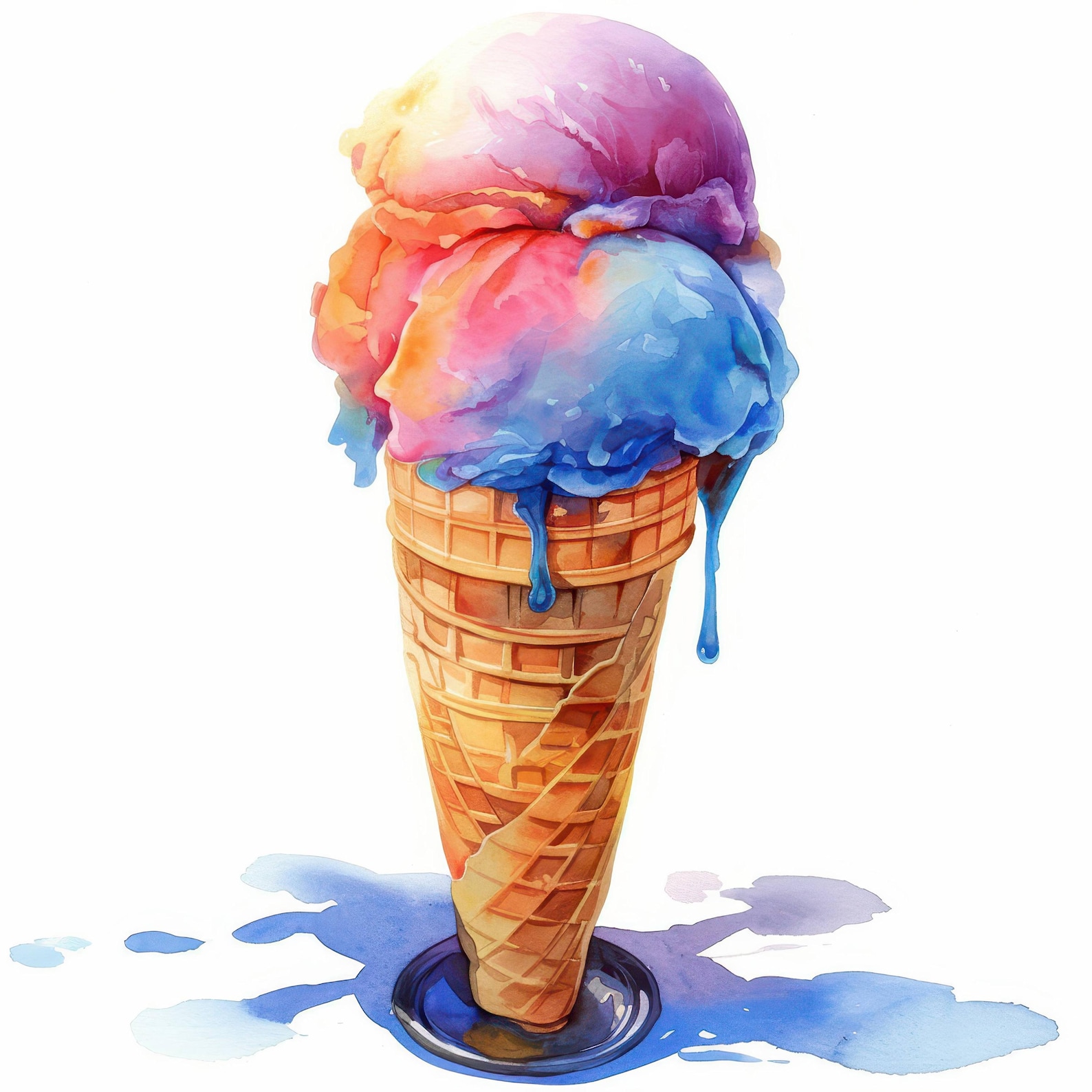 15 Colorful Ice Cream Conets Clipart Bundle, Summer Illustration ...