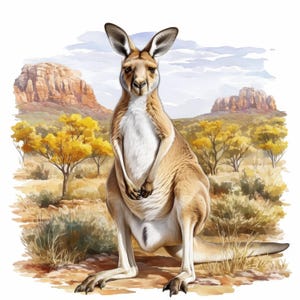 15 Australian Kangaroo Clipart Bundle, Kangaroo Prints Images ...