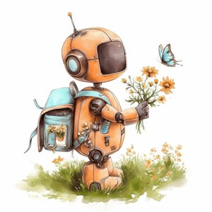 12 Pupil Robots Clipart Bundle, Robot Learner Illustration, Printable ...