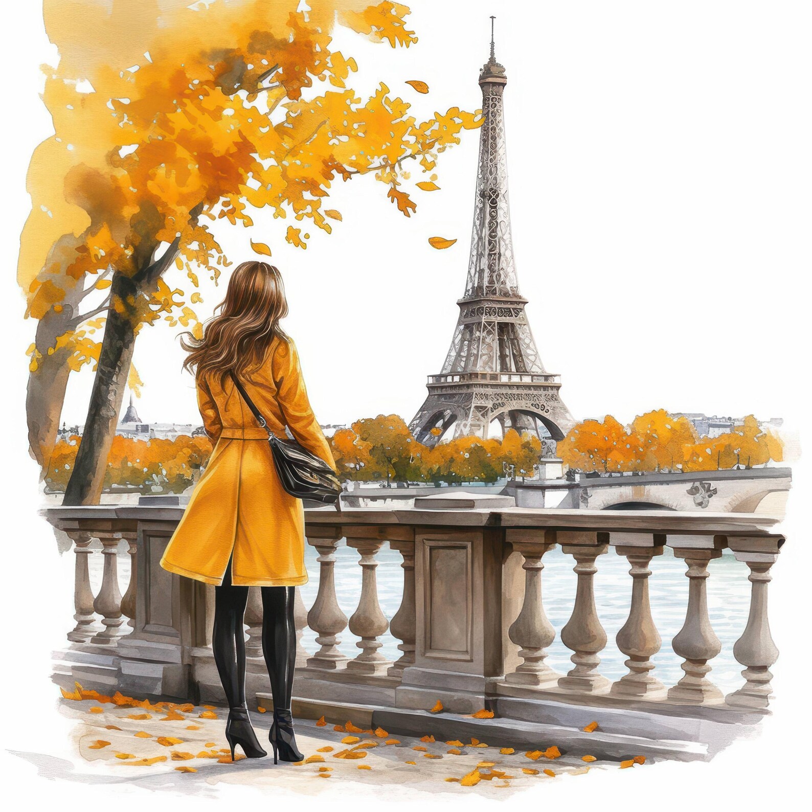 11 Autumn Woman in Paris Clipart Bundle, Card Making Illustration ...