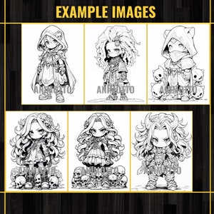 Chibi Anime Necromancers Adult Coloring Book 85 Kawaii Coloring Pages ...