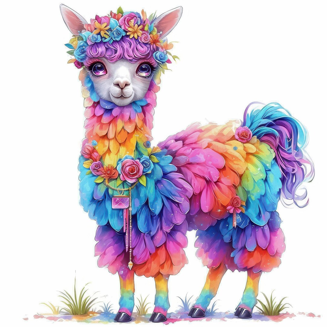 13 Whimsical Elegant Llama Clipart Bundle, Printable Watercolor Quirky ...