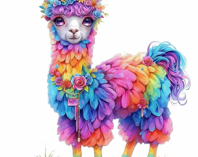 Quirky Fancy Llama Clip Art 10 High Res Watercolor Jpgs for Junk ...